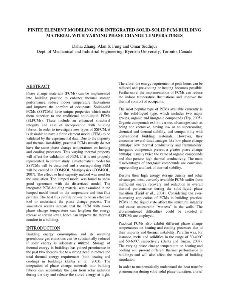 Finite Element Modeling For Integrated Solid-Solid PCM Building | PDF ...