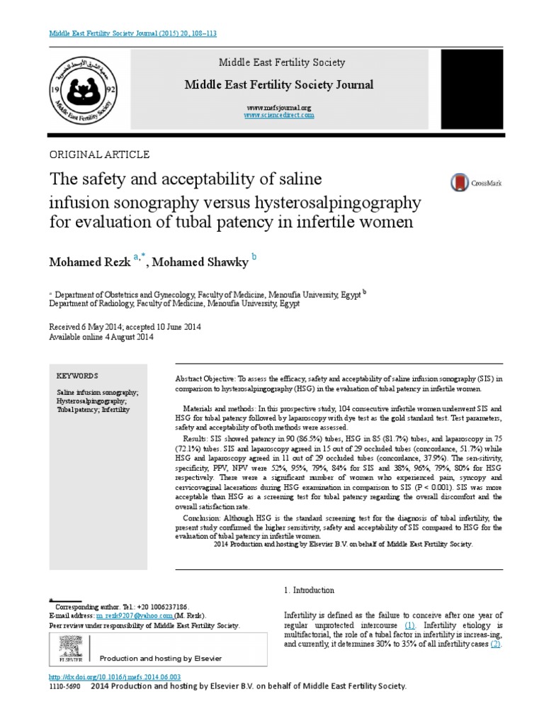 A Comparative Study of the Safety, Efficacy and Acceptability of Saline ...