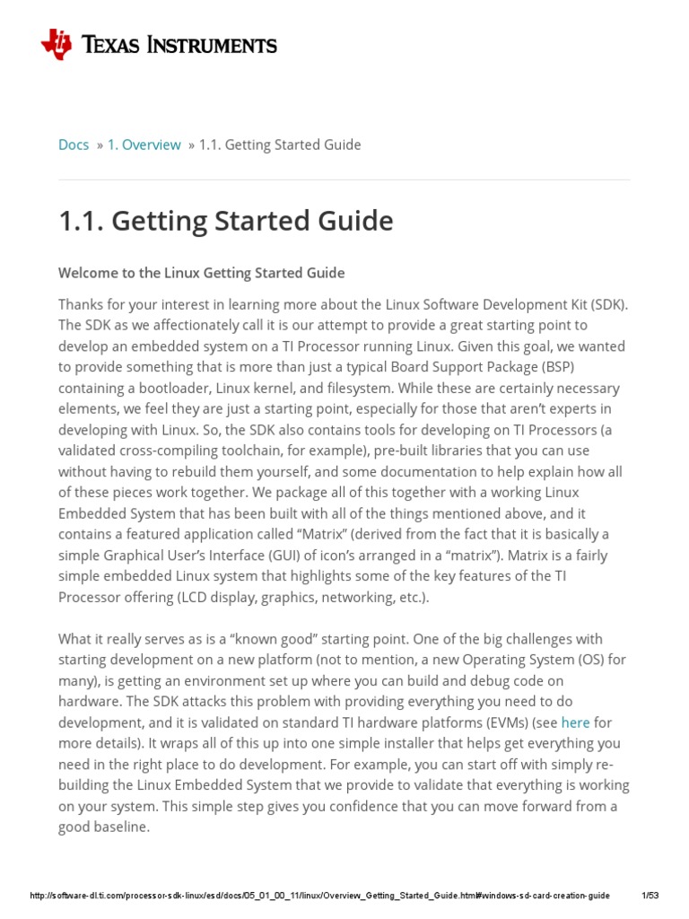 11 Getting Started Guide Processor Sdk Linux Documentation Pdf Pdf Booting Linux 