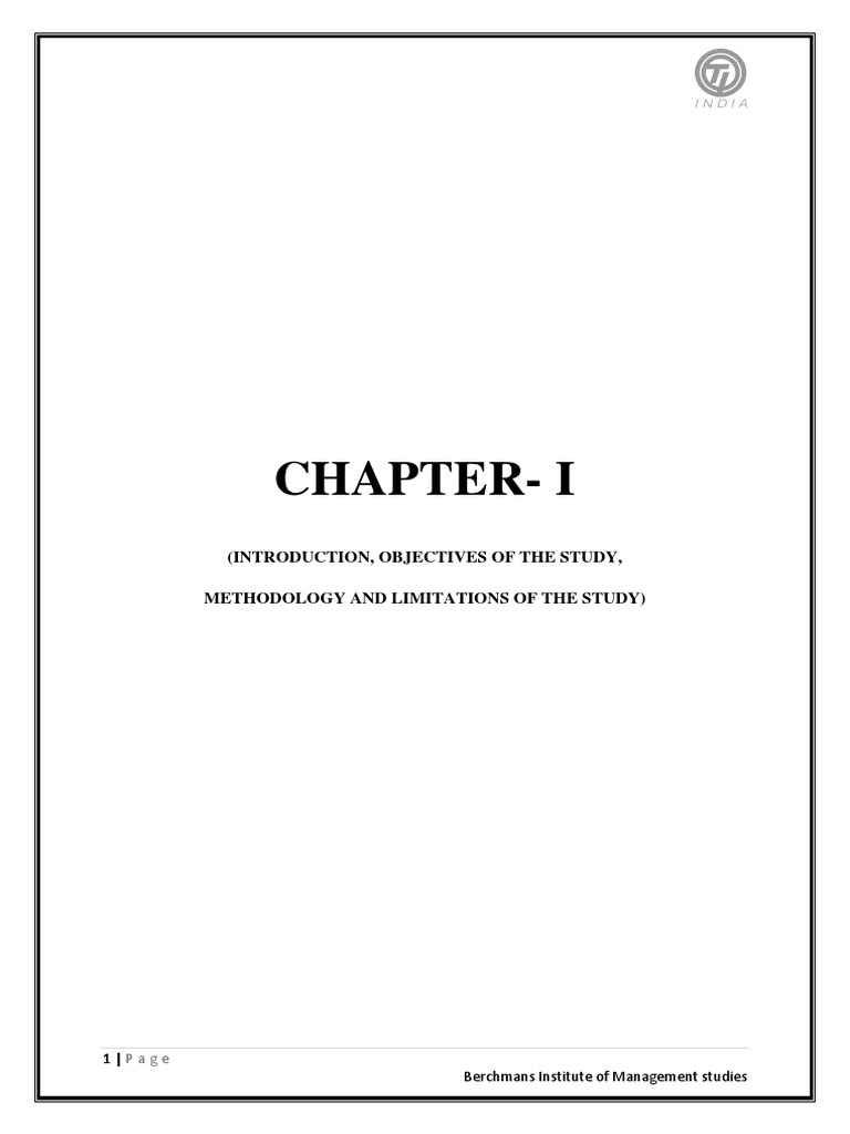 Chapter-I: (Introduction, Objectives of The Study, Methodology and ...