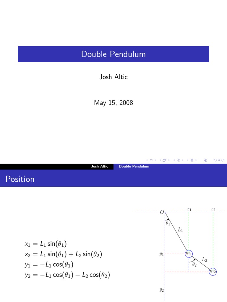 Double Pendulum: Josh Altic | PDF | Lagrangian Mechanics | Trigonometric Functions