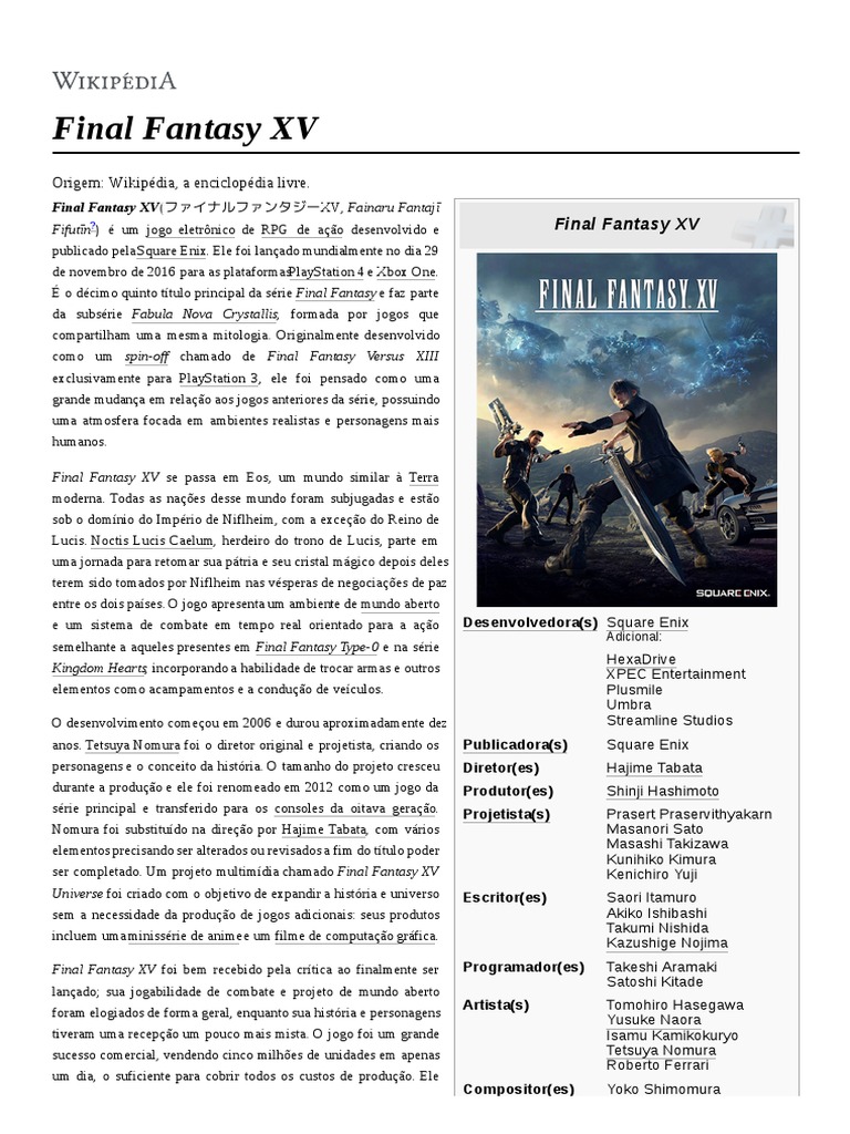 Final Fantasy XV | PDF | Fantasia final | Lazer