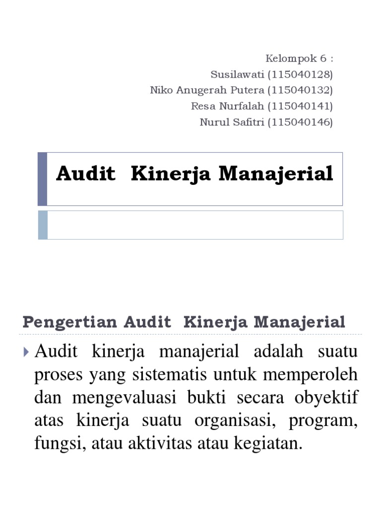 Kel 6. Pemeriksaan Manajemen Audit Kinerja Manajerial | PDF
