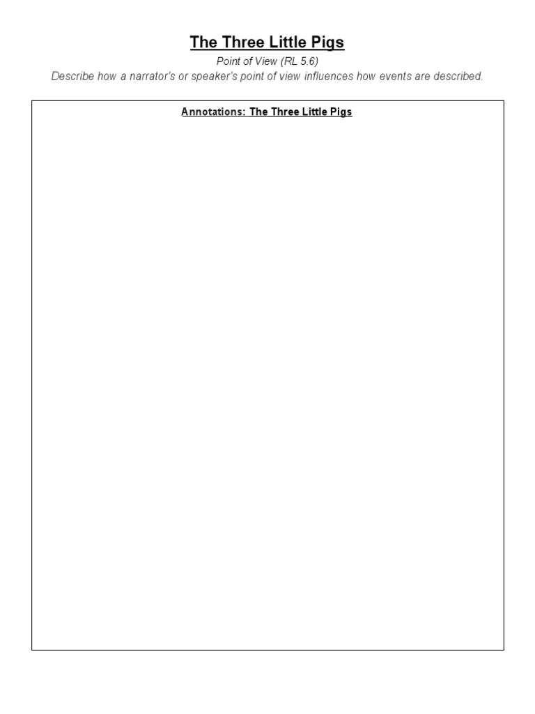 Analyzing Point of View in Three Little Pigs | PDF