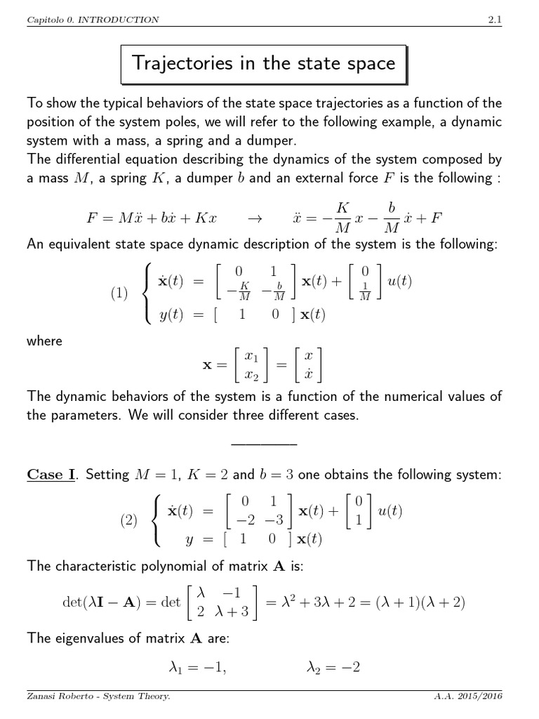 Luc TDS ING 2016 State Space Trajectories | PDF | Eigenvalues And ...