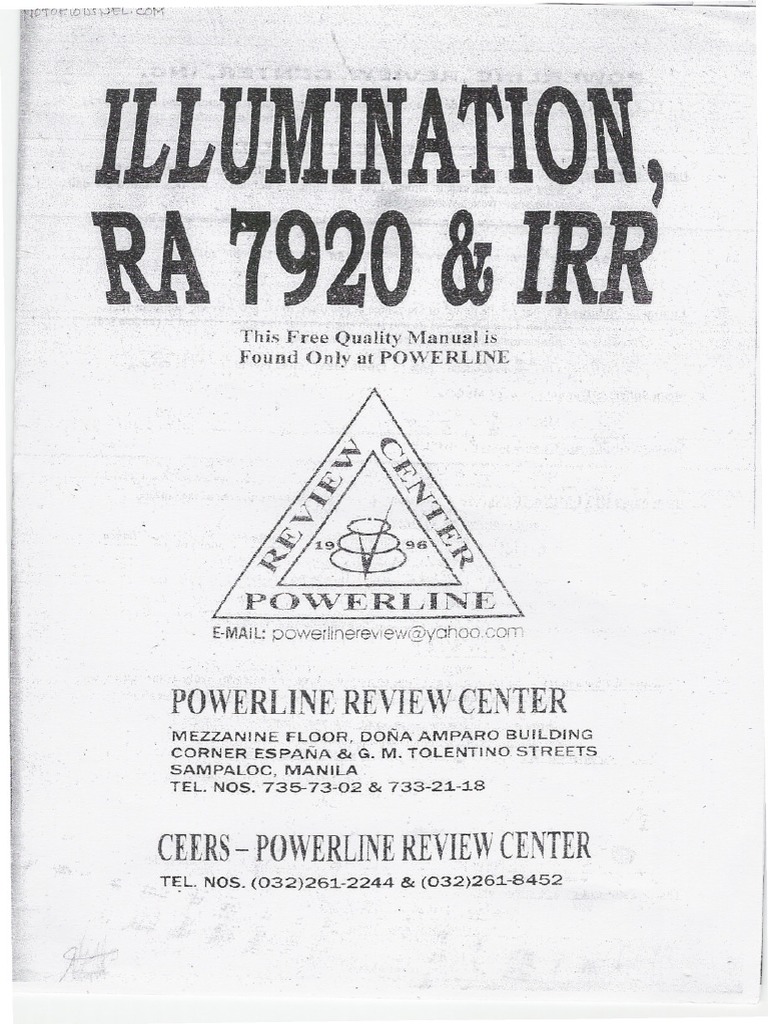 Illumination, RA 7920 and IRR PDF | PDF | Lighting | Light