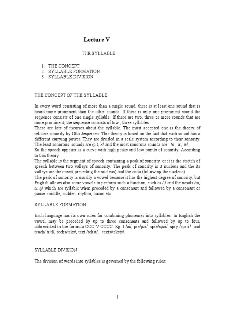 Lecture 5 | PDF | Syllable | Human Voice