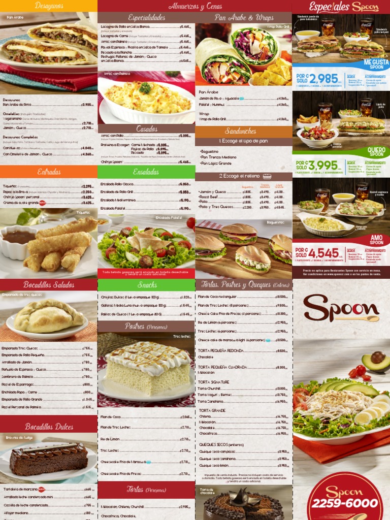 Menu Spoons | PDF | tostada | Alimentos preparados