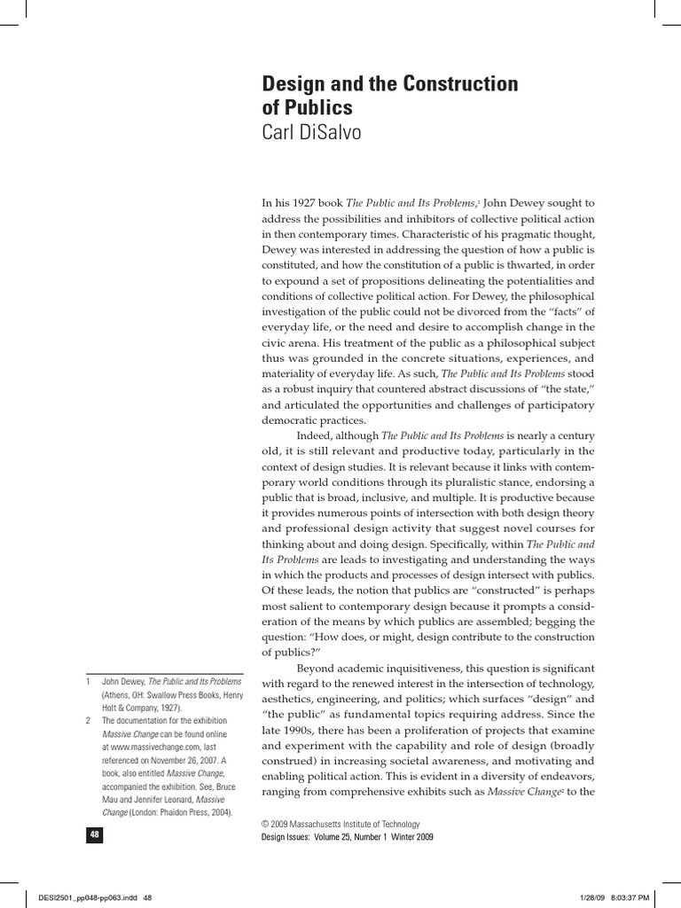 DiSalvo - 2009 - Design and The Construction of Publics | PDF | Design ...