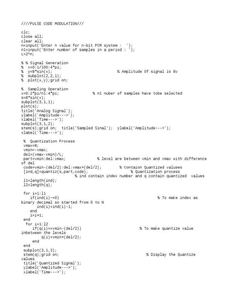Matlabcode PCM&QPSK 1 | PDF | Information And Communications Technology ...