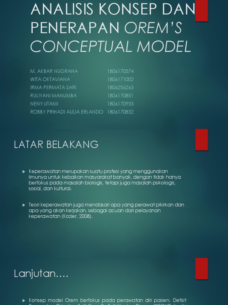 Analisis Konsep Dan Penerapan Orem's Conceptual Model | PDF