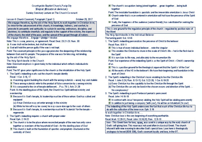 The Church Covenant (Lesson 4) | PDF | Christian Church | Covenant ...