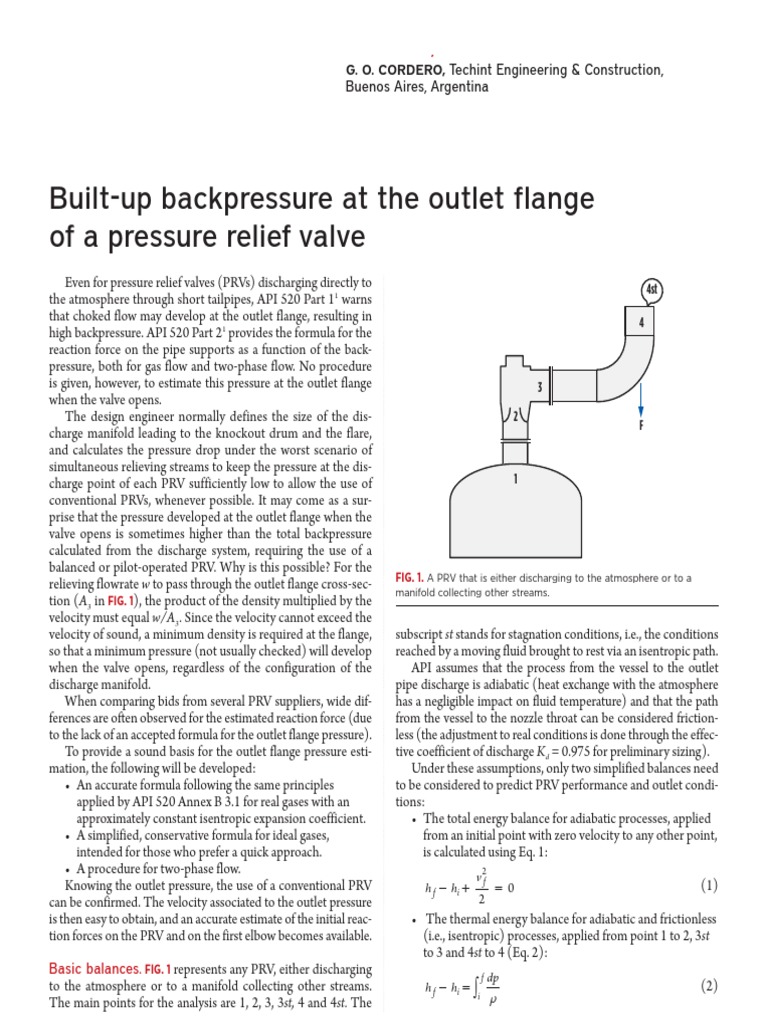 PSV Backpressure and Outlet Pressure Calculations | PDF | Enthalpy ...