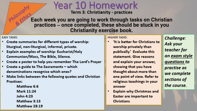 Term 3 Year 10 Homework - Christianity Practices | PDF | Eucharist ...