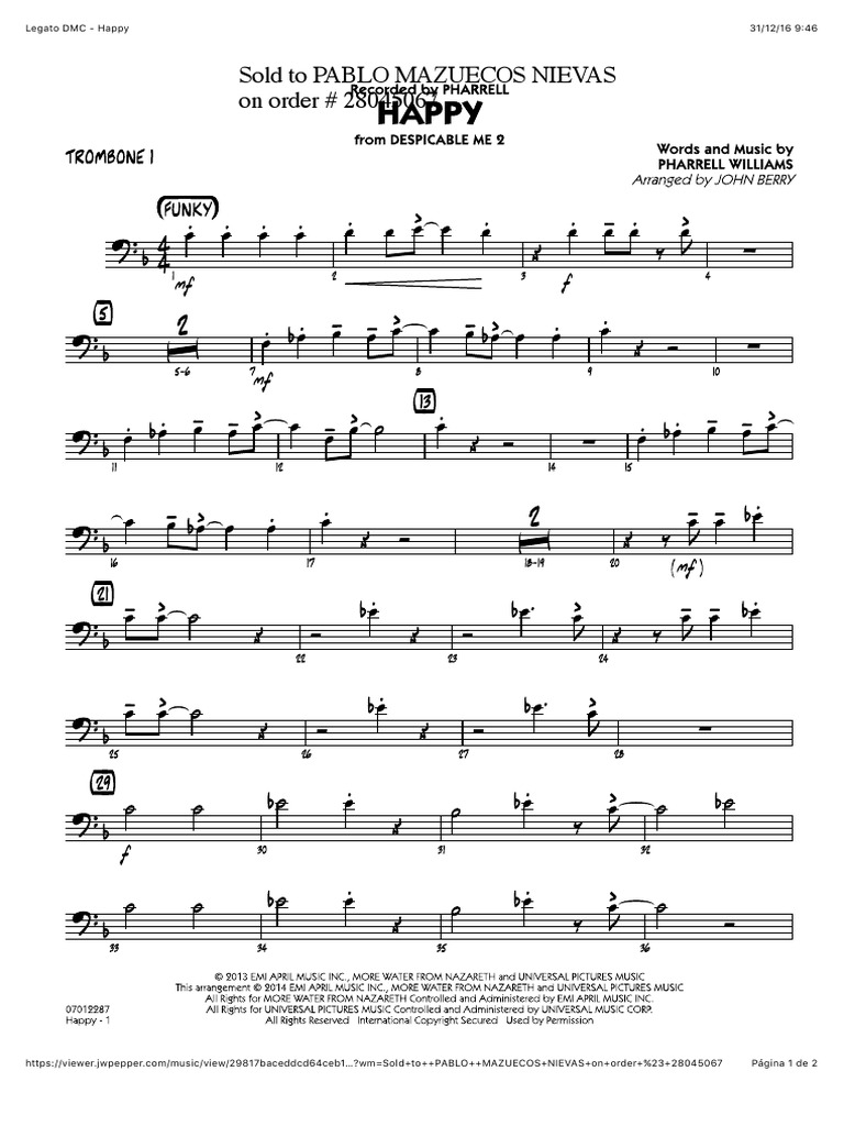 Happy - Trombone 1 | PDF