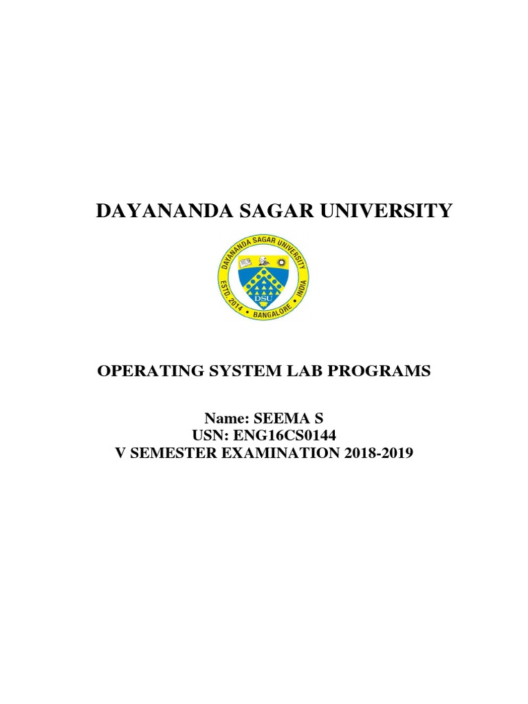Dayananda Sagar University: Operating System Lab Programs | PDF
