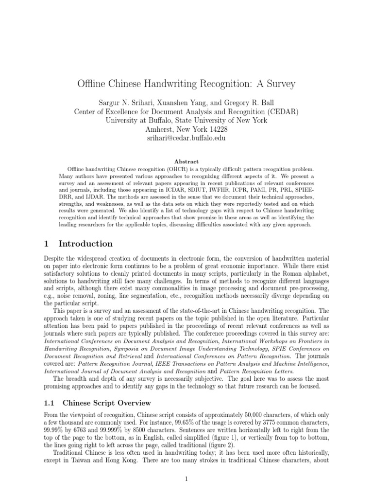 Offline Chinese Handwriting Recognition Pdf Pdf Image Segmentation Optical Character