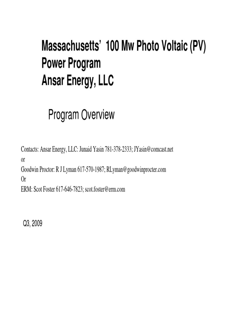 Ansar Program Overview Aug 14 09 | PDF | Solar Power | Electrical Grid