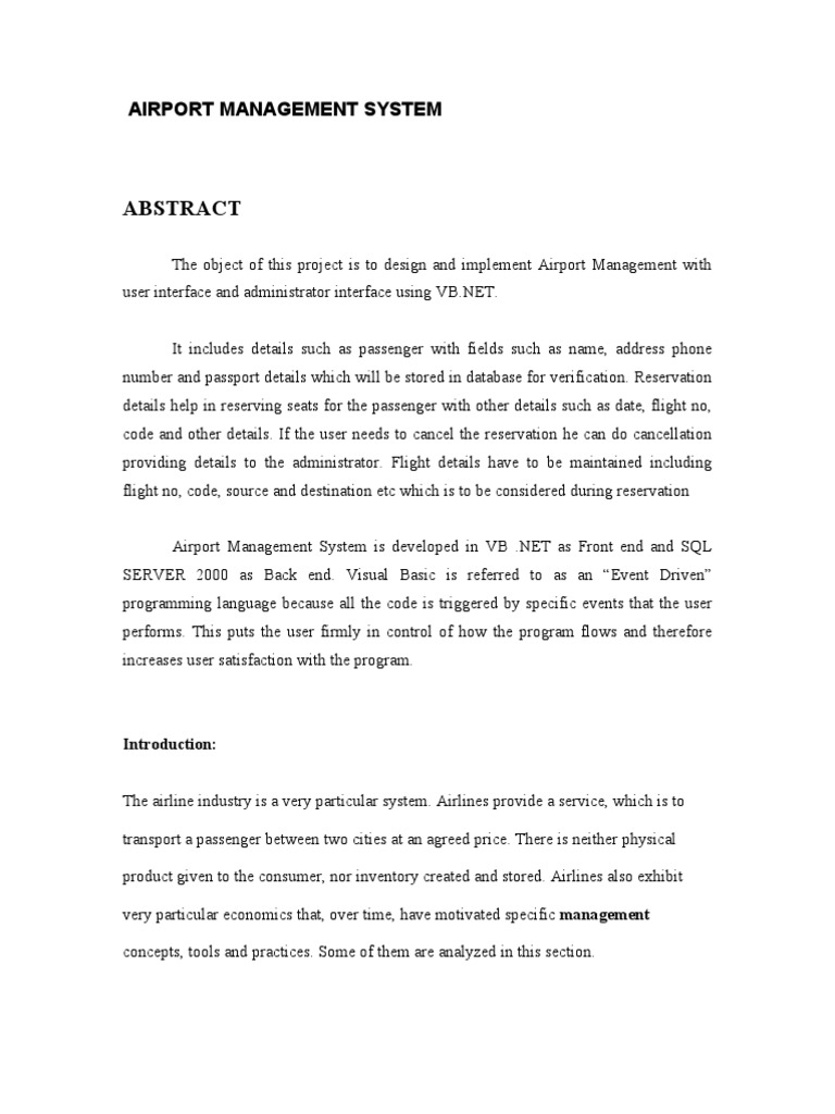 Airport Management System | PDF | Airport | Databases
