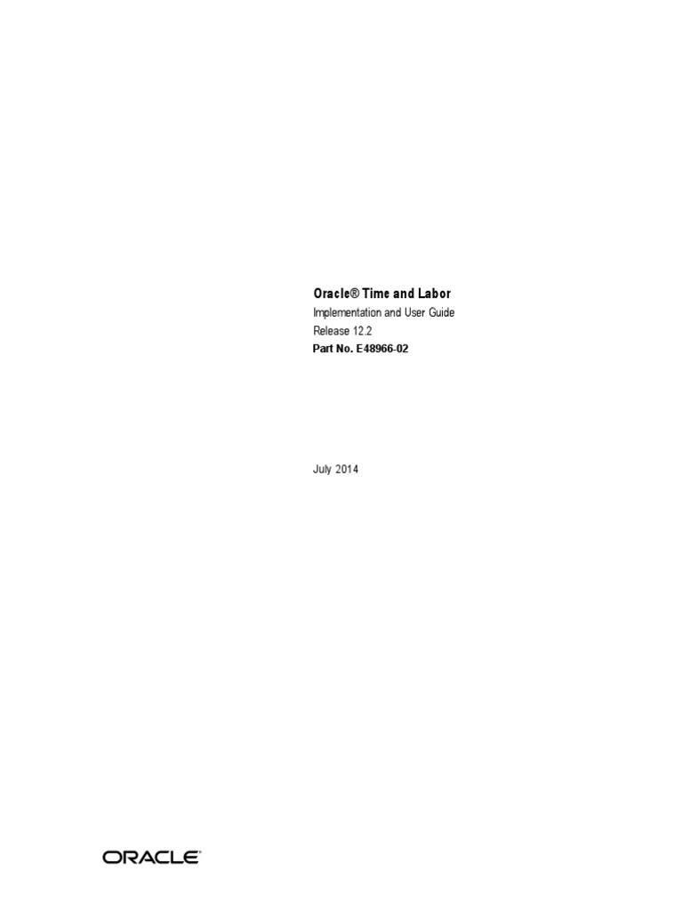 Oracle® Time And Labor Oracle Docs Pdf Pdf Oracle Database Databases