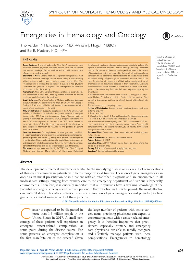 Haematologic Emergencies | PDF | Cancer | Clinical Medicine