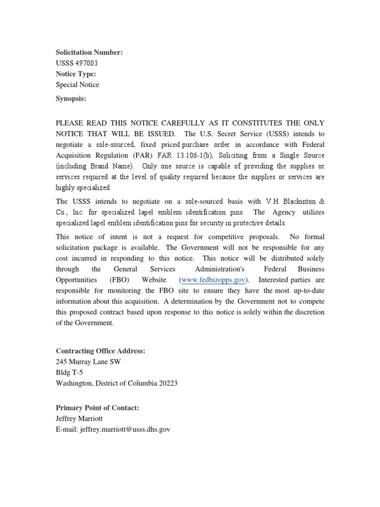 USSS Lapel Emblems Redacted | PDF | United States Secret Service | Business