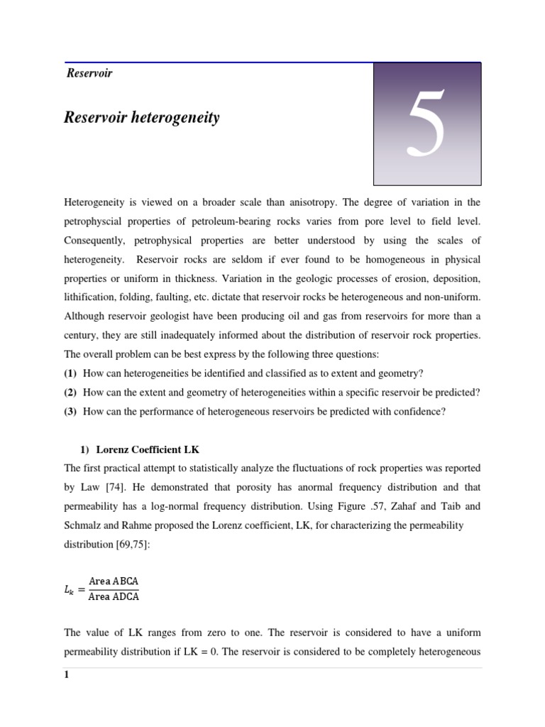 Reservoir Heterogeneity | PDF | Permeability (Earth Sciences) | Mean