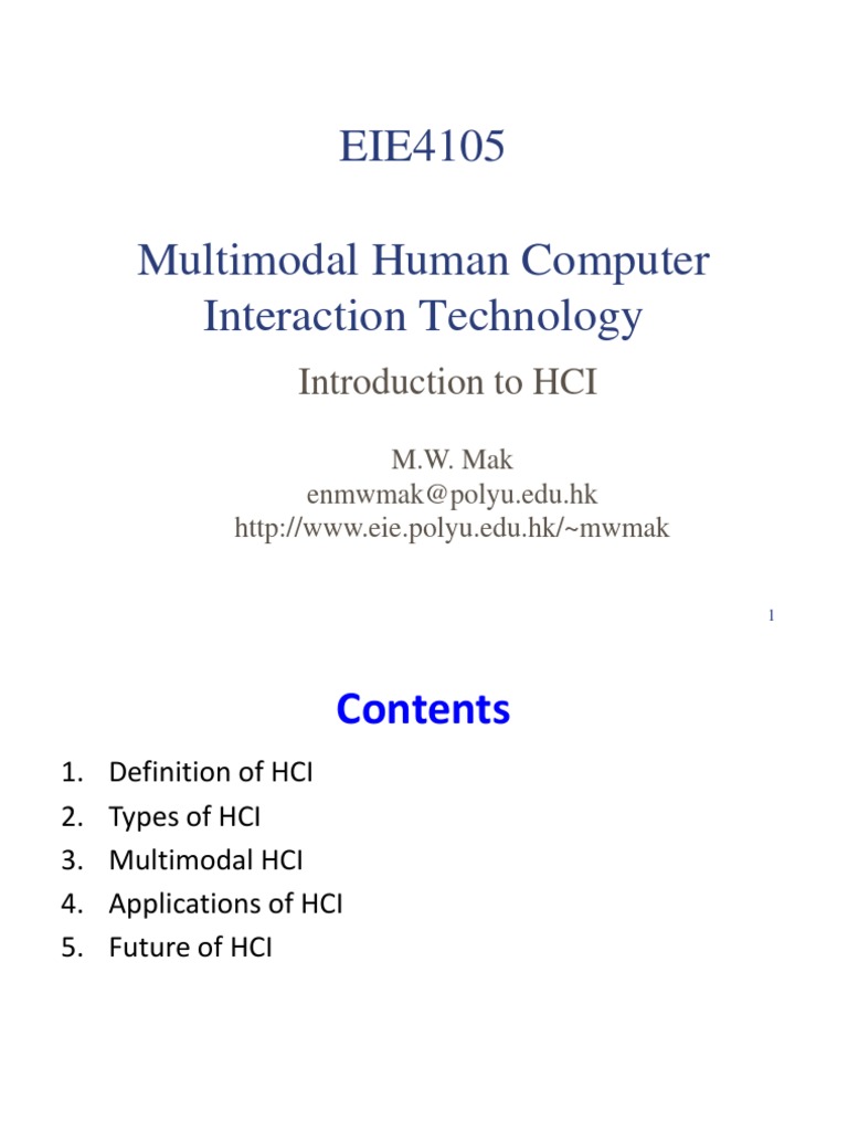 EIE4105 Introduction | PDF | Human–Computer Interaction | Graphical ...