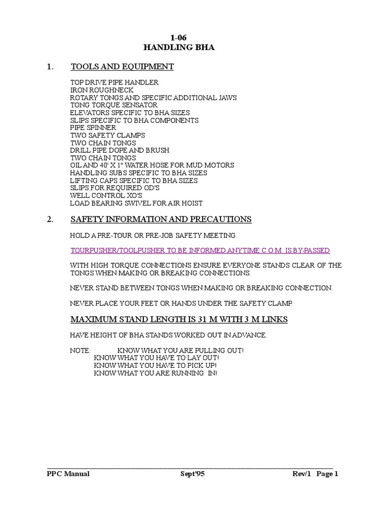 Bha Handling | PDF | Elevator | Drill