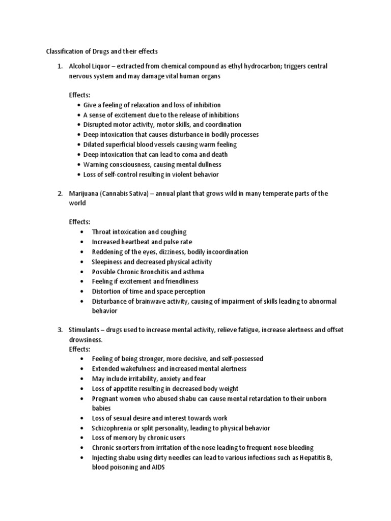 Classification of Drugs and Their Effects - CWTS | PDF ...