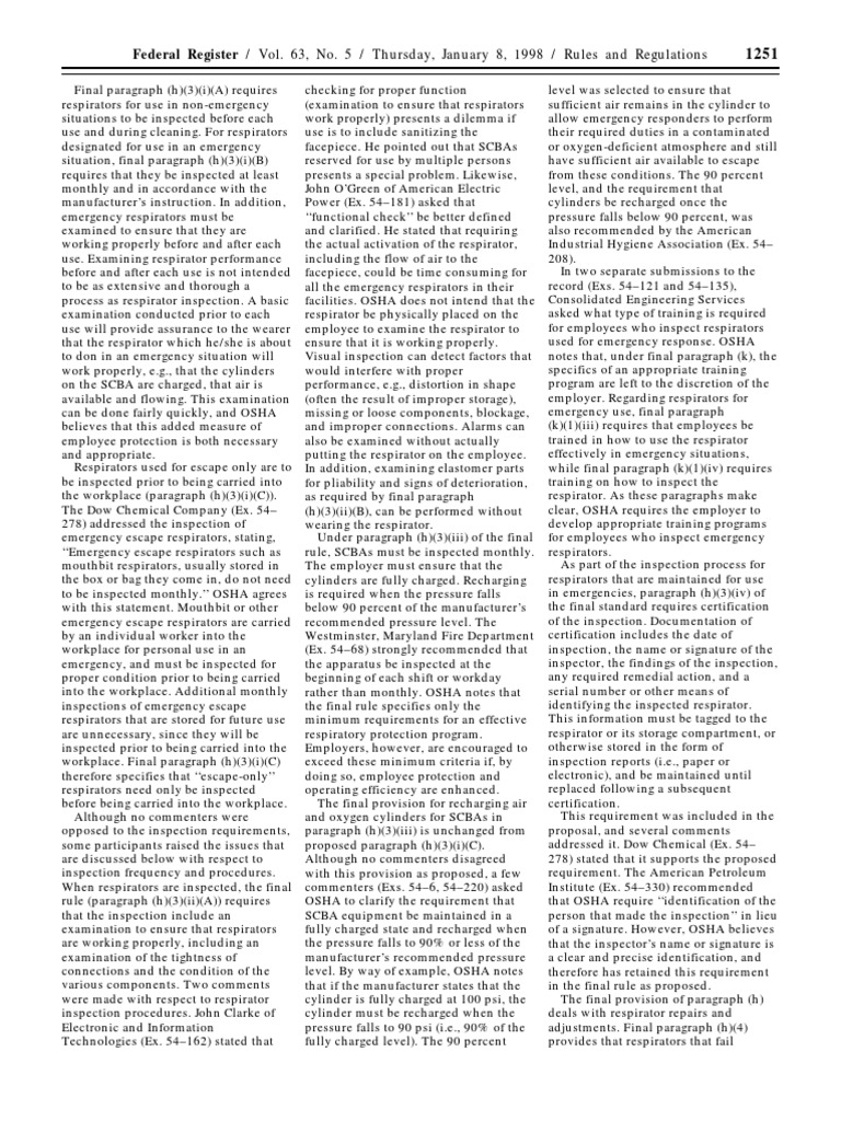 Osha 29 CFR 1910.134 | PDF | Occupational Safety And Health ...