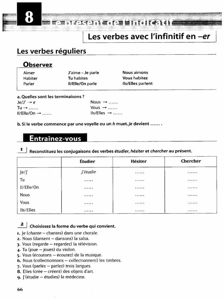 Les Verbes Avec L'infinitif en - Er | PDF