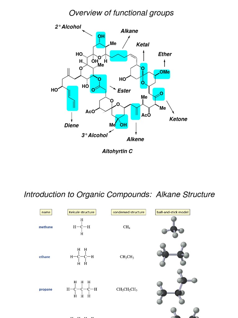 Overview of Functional Groups: 2° Alcohol Alkane Ketal Ether | PDF ...