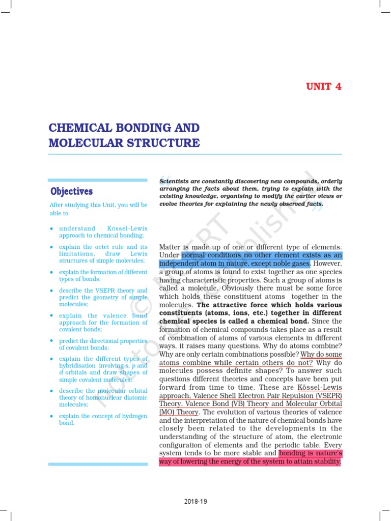 Chemical Bonding and Molecular Structure: An Introduction to Key ...