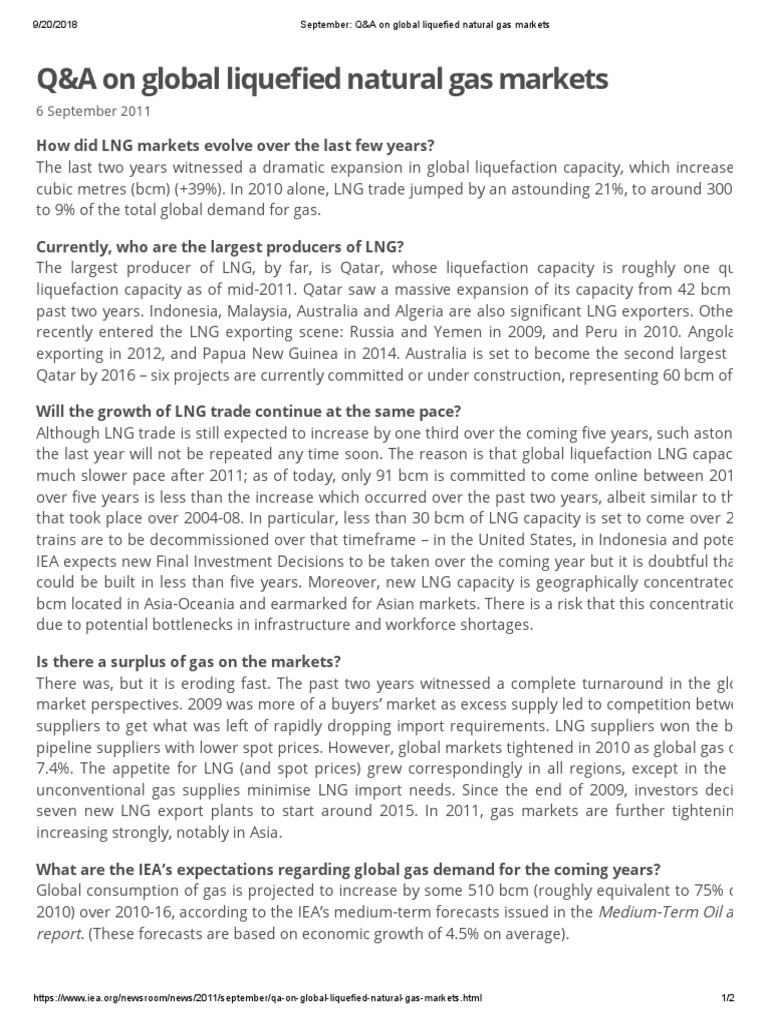 Gas Engineering Global Gas Report 2018 | PDF | Liquefied Natural Gas ...