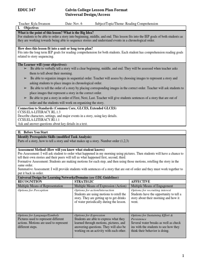 Reading Comprehension Lesson Plan | PDF | Reading Comprehension ...