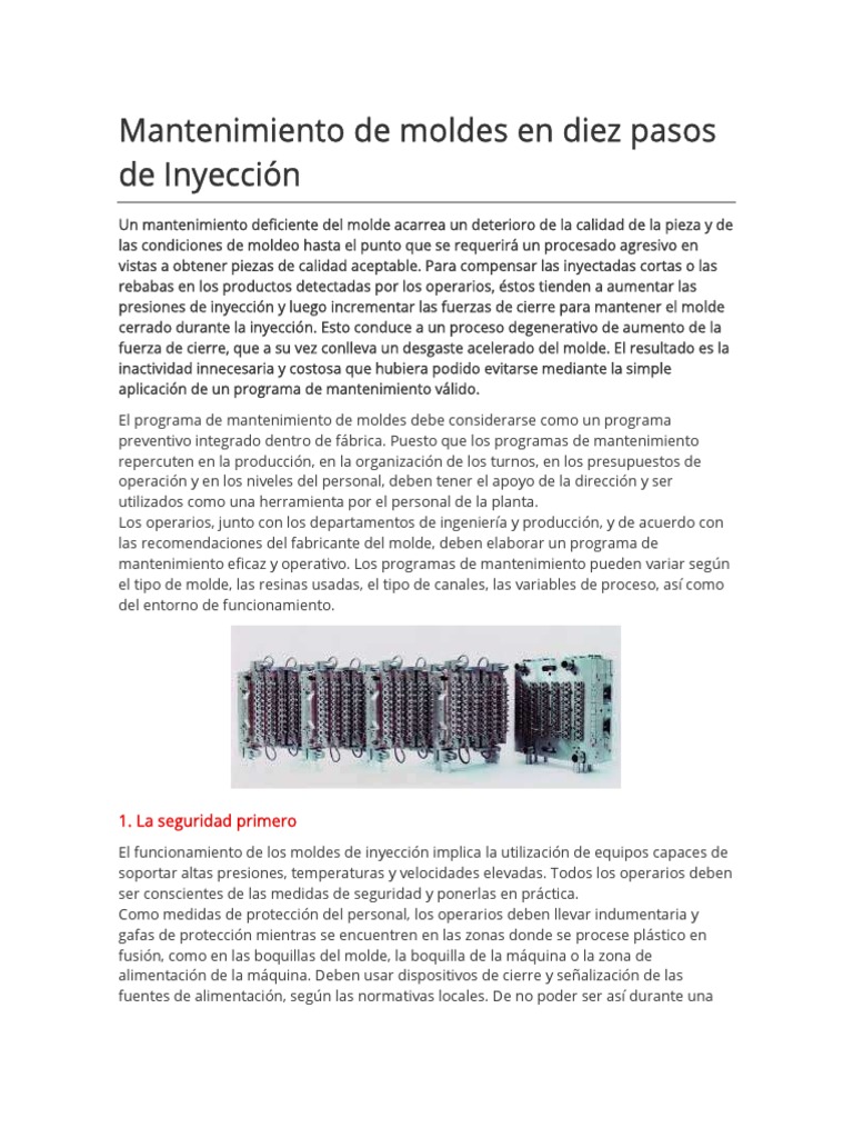Mantenimiento de Moldes de Inyeccion | PDF | Naturaleza