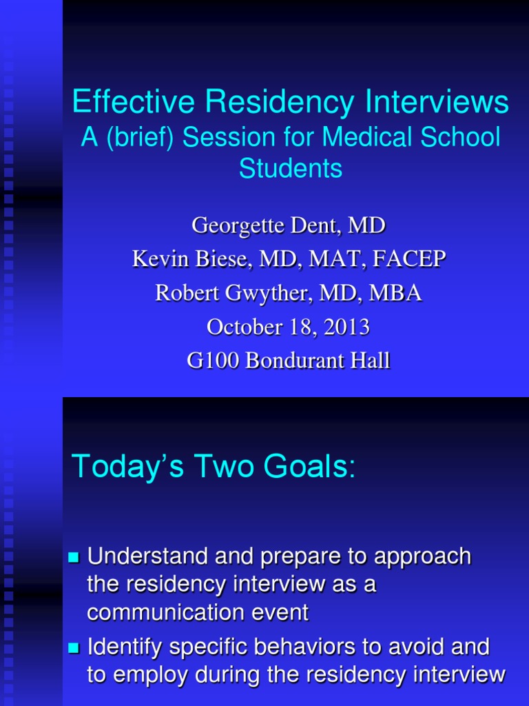 Residency Interview Workshop Oct 2013 - Final | PDF | Residency ...