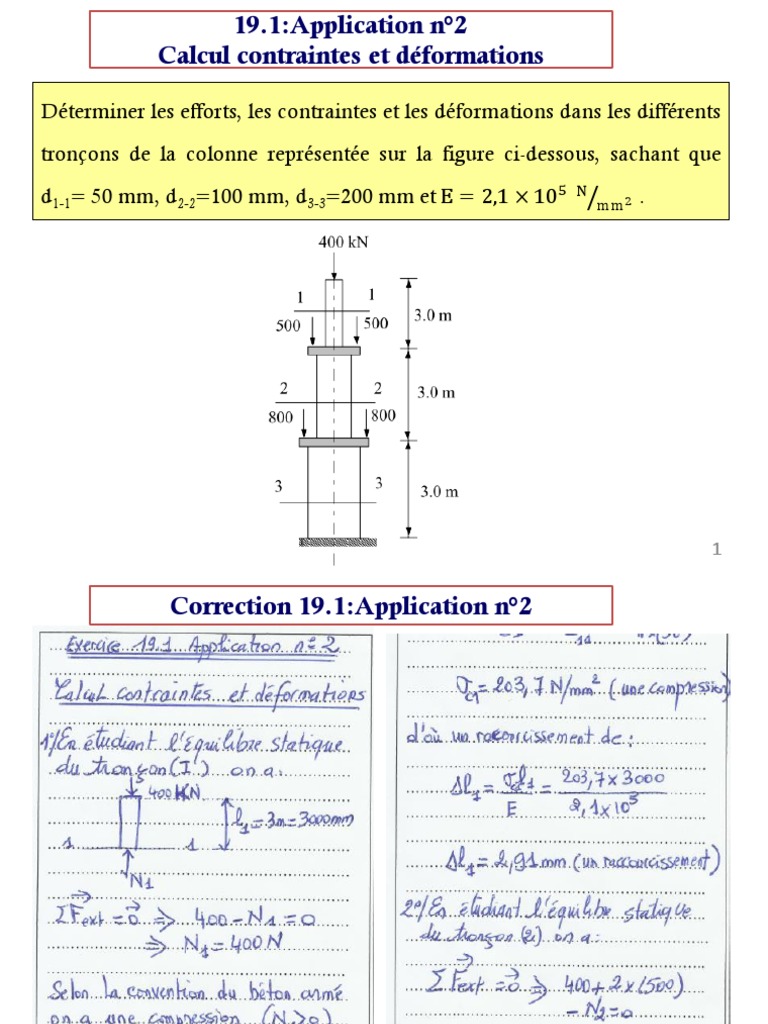 Application 2 Chapitre I Definitions-Hypotheses-Rdm | PDF