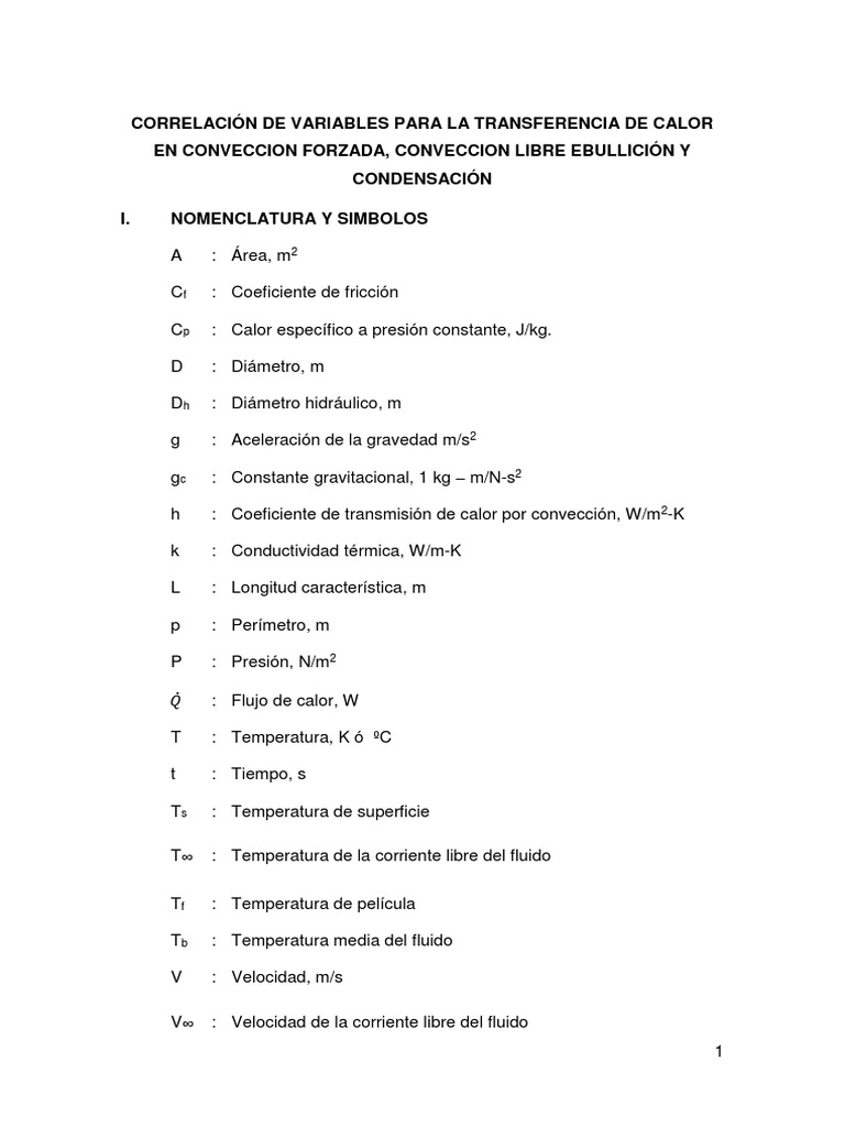 Fórmulas de Convección y Transferencia de Calor | PDF | Termodinámica ...