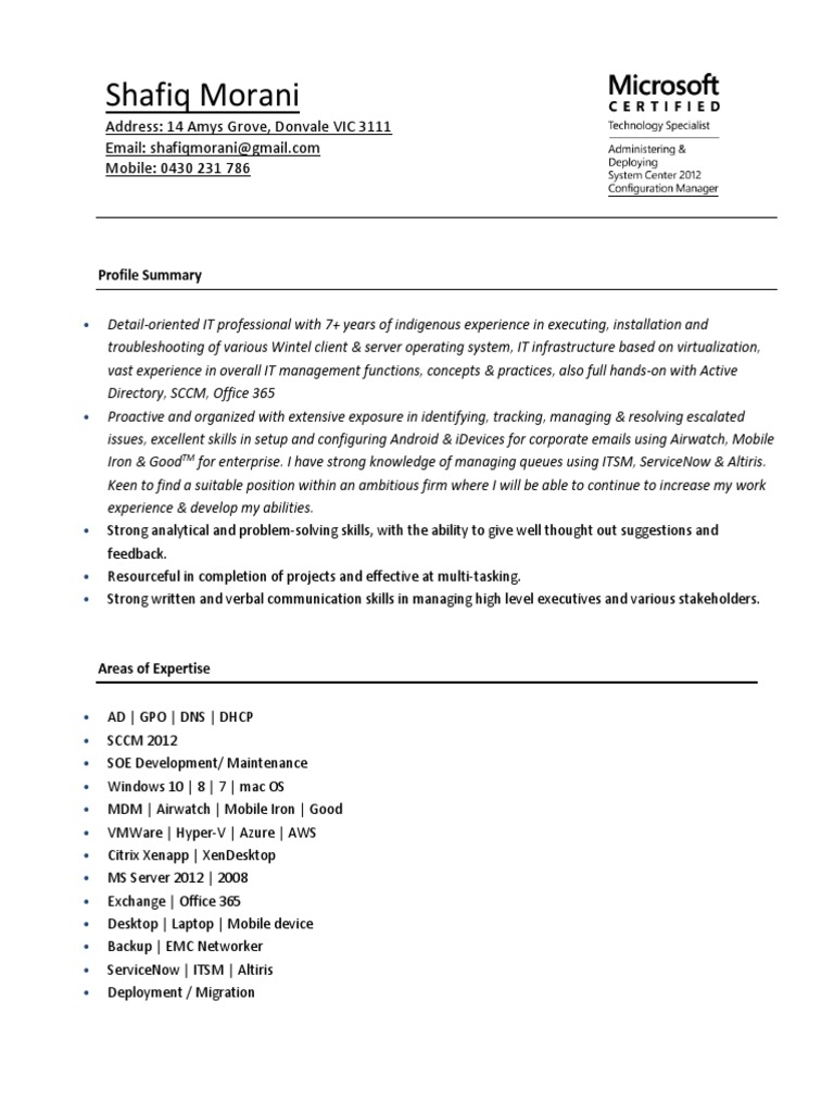 Shafiq Resume | PDF | Windows 7 | Windows 8