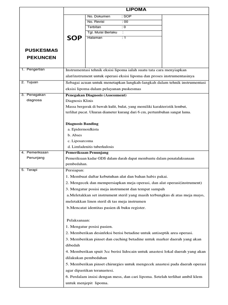 SOP Lipoma Bara | PDF