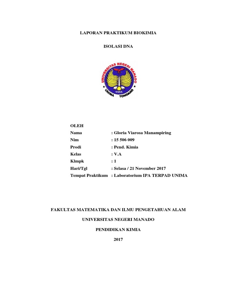 Laporan Praktikum Biokimia Isolasi Dna | PDF | Sains & Matematika Laporan Praktikum Biokimia Isolasi Dna | PDF | Sains & Matematika