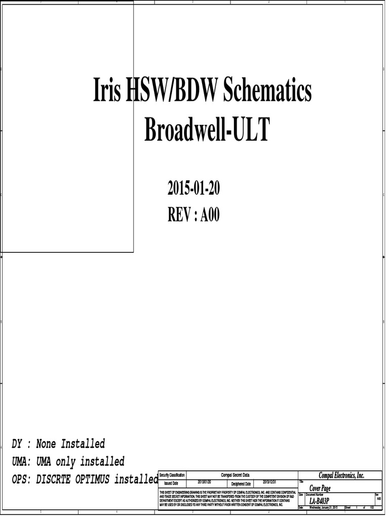 LA-B843P Iris HSW/BDW Schematics | PDF | Classified Information | Usb