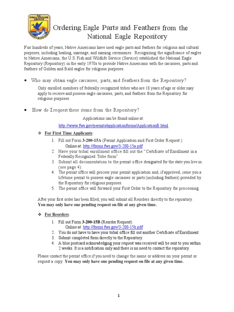 Ordering Eagle Parts and Feathers From The National Eagle Repository ...