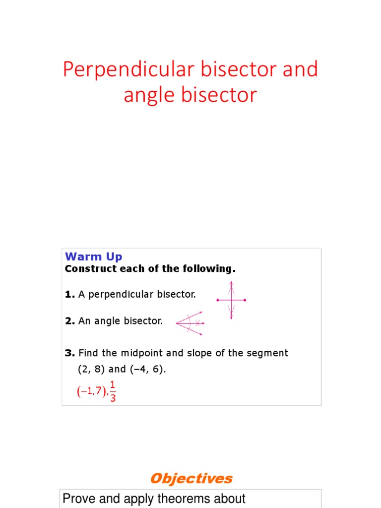 Perpendicular Bisector and Angle Bisector | PDF | Perpendicular | Space