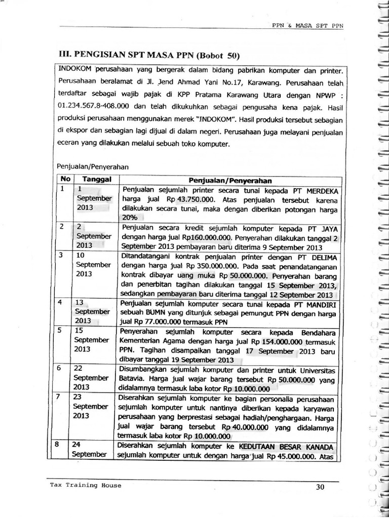 Soal Pengisian SPT PPN | PDF
