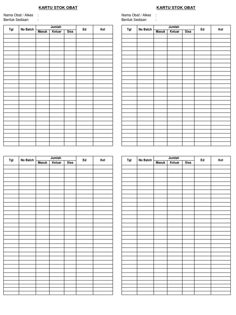 Kartu Stok Obat | PDF