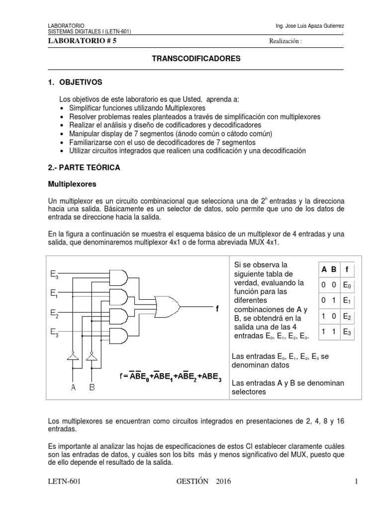 LABO 5 Digital Transcodificadores | PDF | Decimal codificado en binario ...