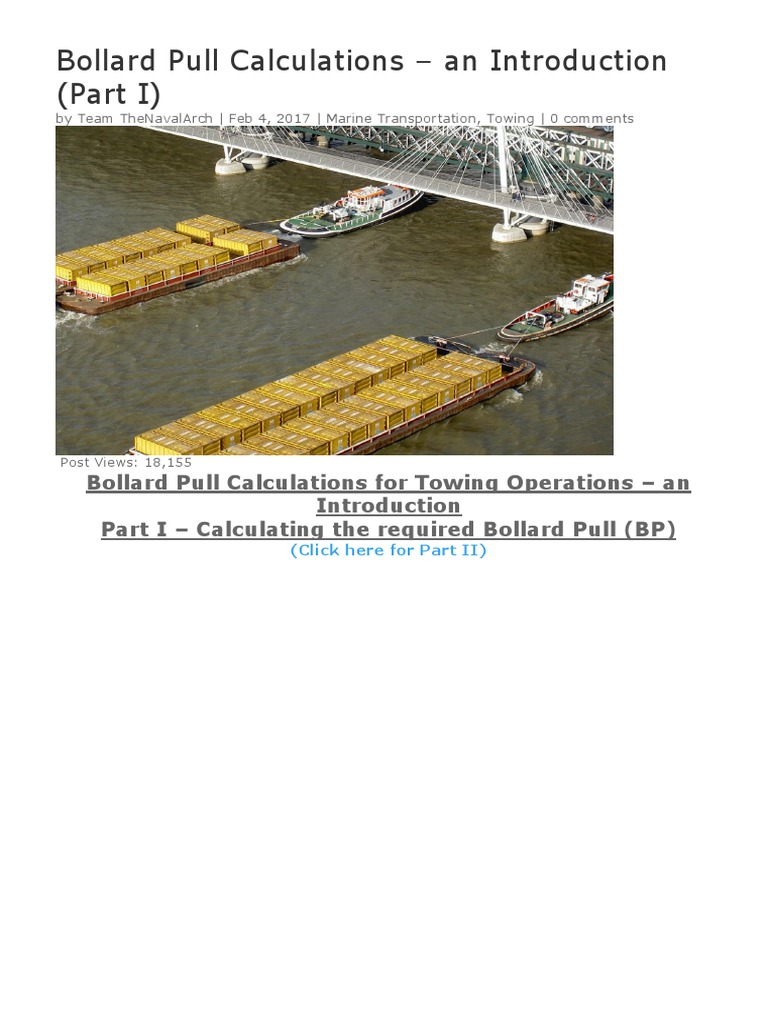 Bollard Pull Calculations - An Introduction (Part I) | PDF | Tugboat ...